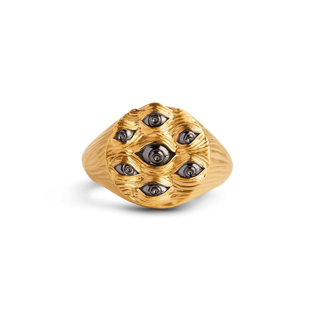 Eyes of Many Signet Ring – Gold & Black Eyes - Etsy