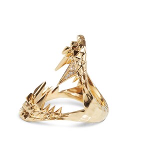 Gold and Diamond Bite Ring | Gold Ring | Statement Ring | Snake Ring ...