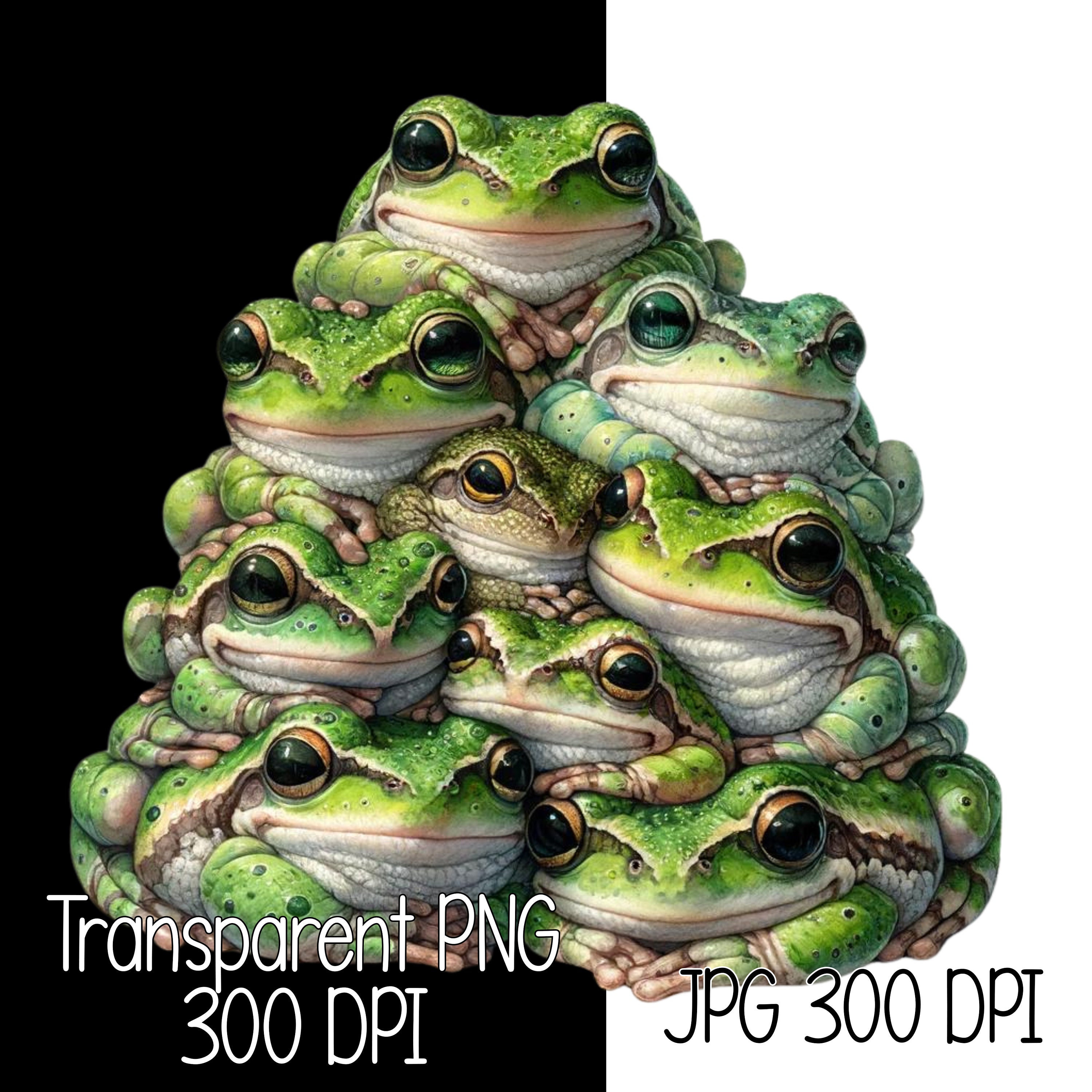 Stack of Green Frogs Watercolor Illustration Clipart Commercial Use ...