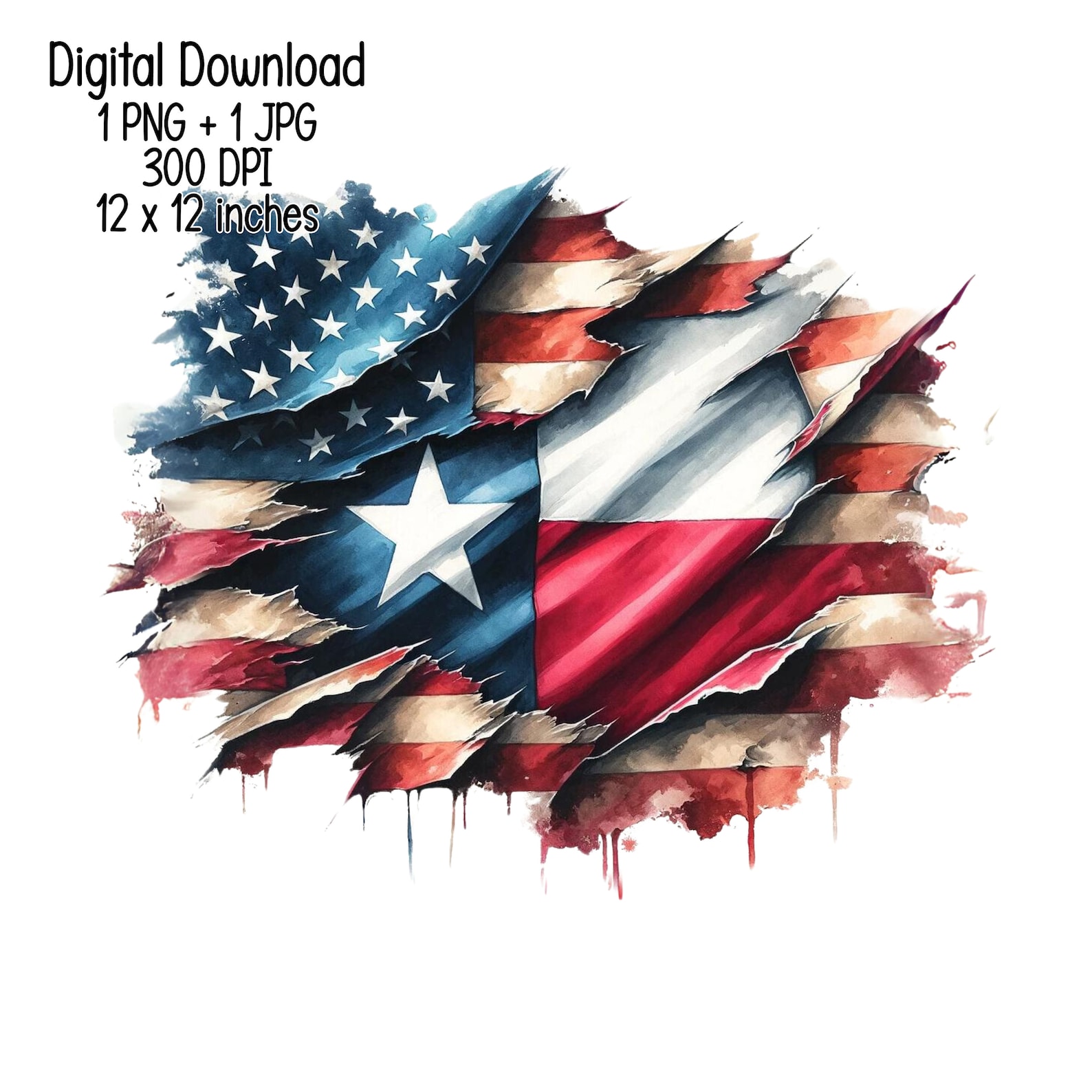 USA and Texas Flag, Support Texas Flag Digital Download, Illustration ...