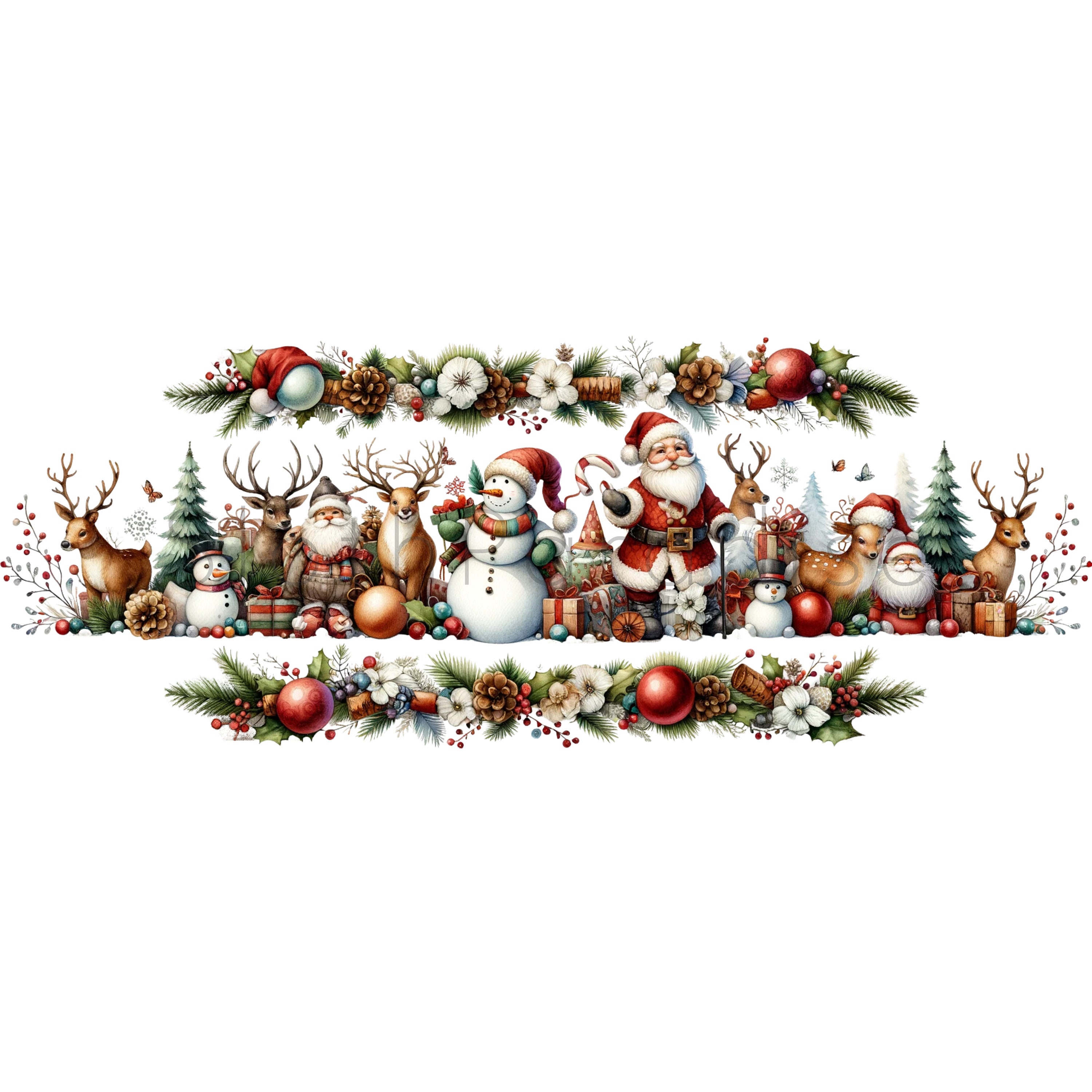 28 PNG Christmas Borders Part 2 Watercolor Transparent Clipart Digital ...
