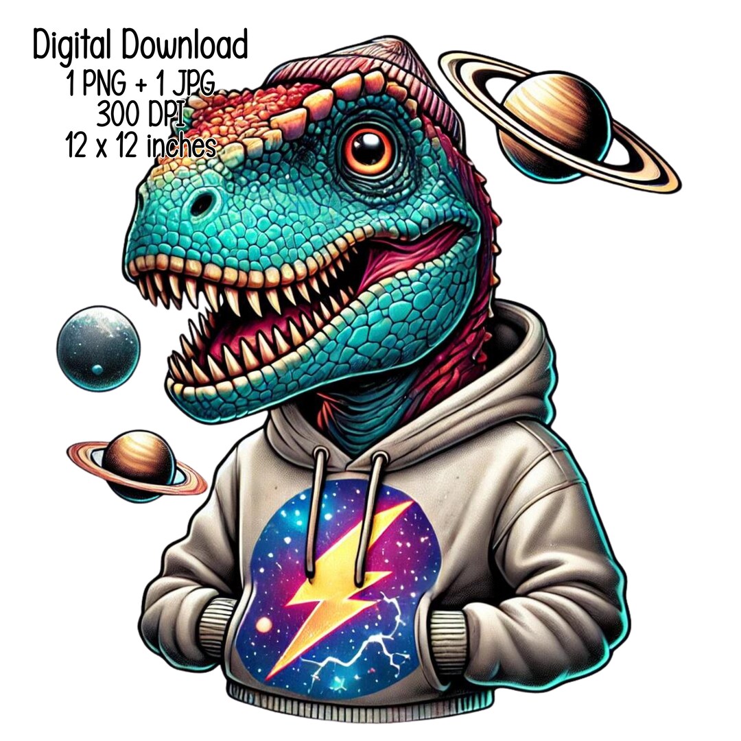 Cosmic T-rex Clipart - Digital Download, JPG, Transparent PNG ...