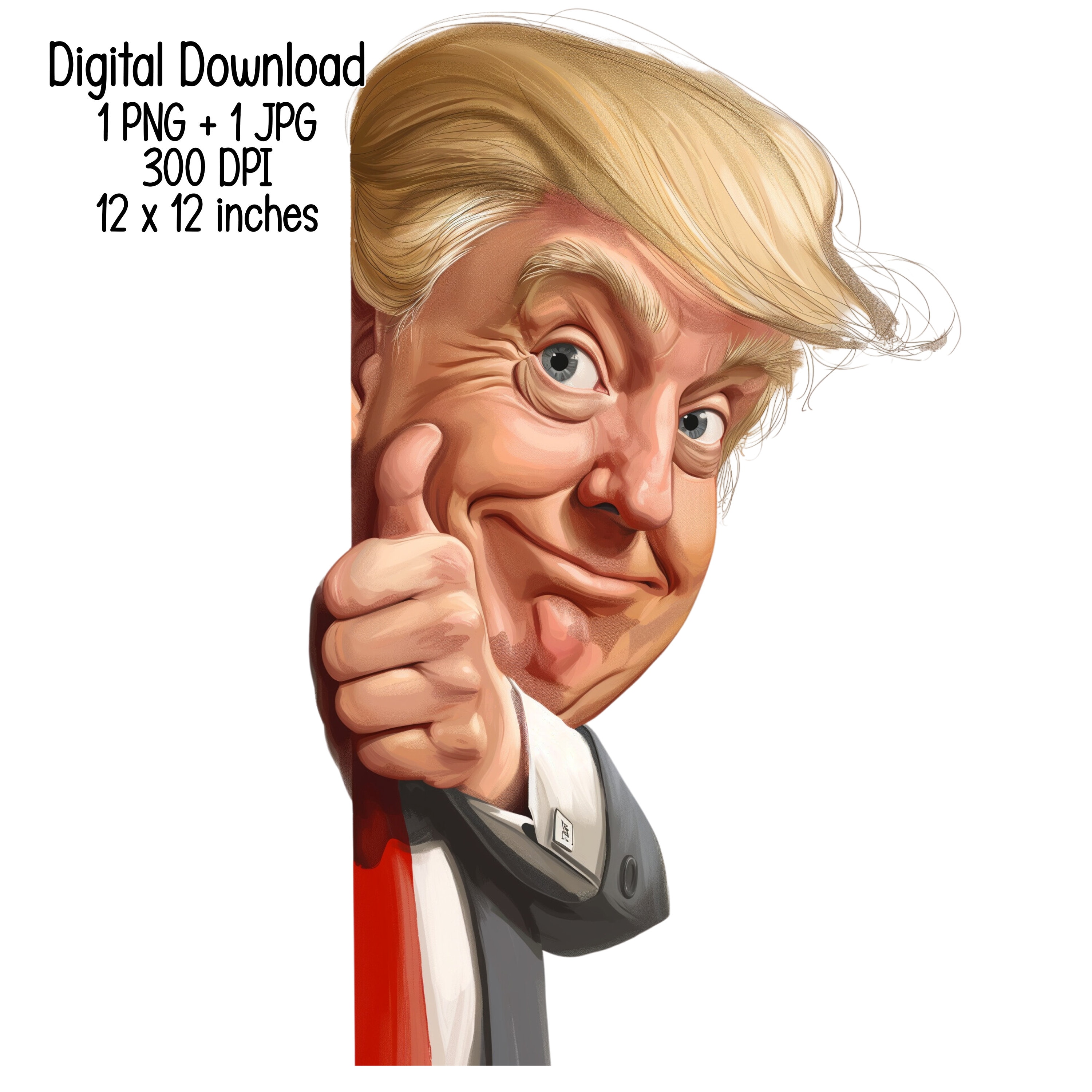 Humorous Trump Peeking With Thumb up Transparent Digital Download ...
