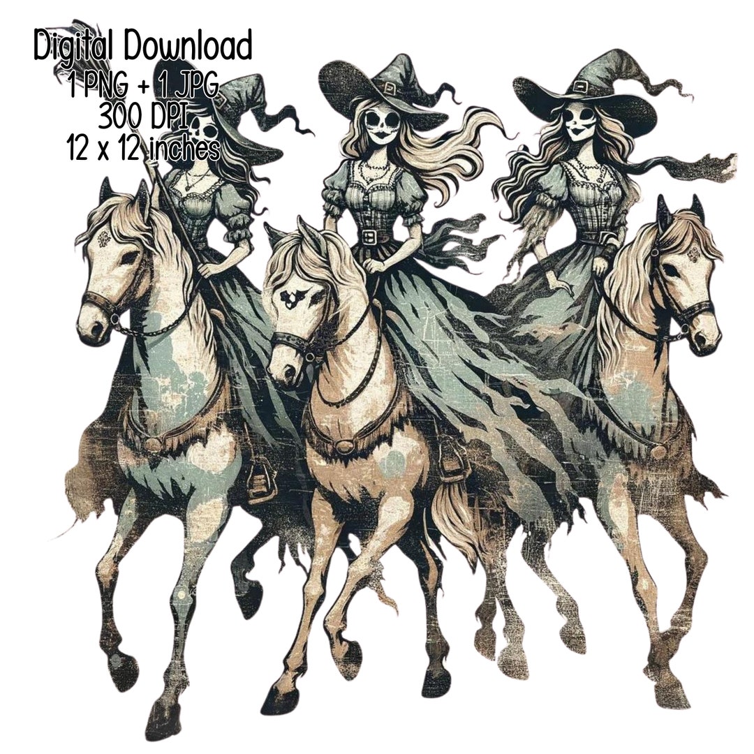 Texas Cowboy Witches Transparent PNG JPG Halloween Design Clipart ...