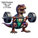 Cartoonish Dinosaur Weight Lifter Illustration Digital Download Clipart ...