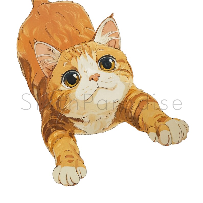 7 PNG Cute Ginger Cat Digital Download Transparent Adorable Humorous ...