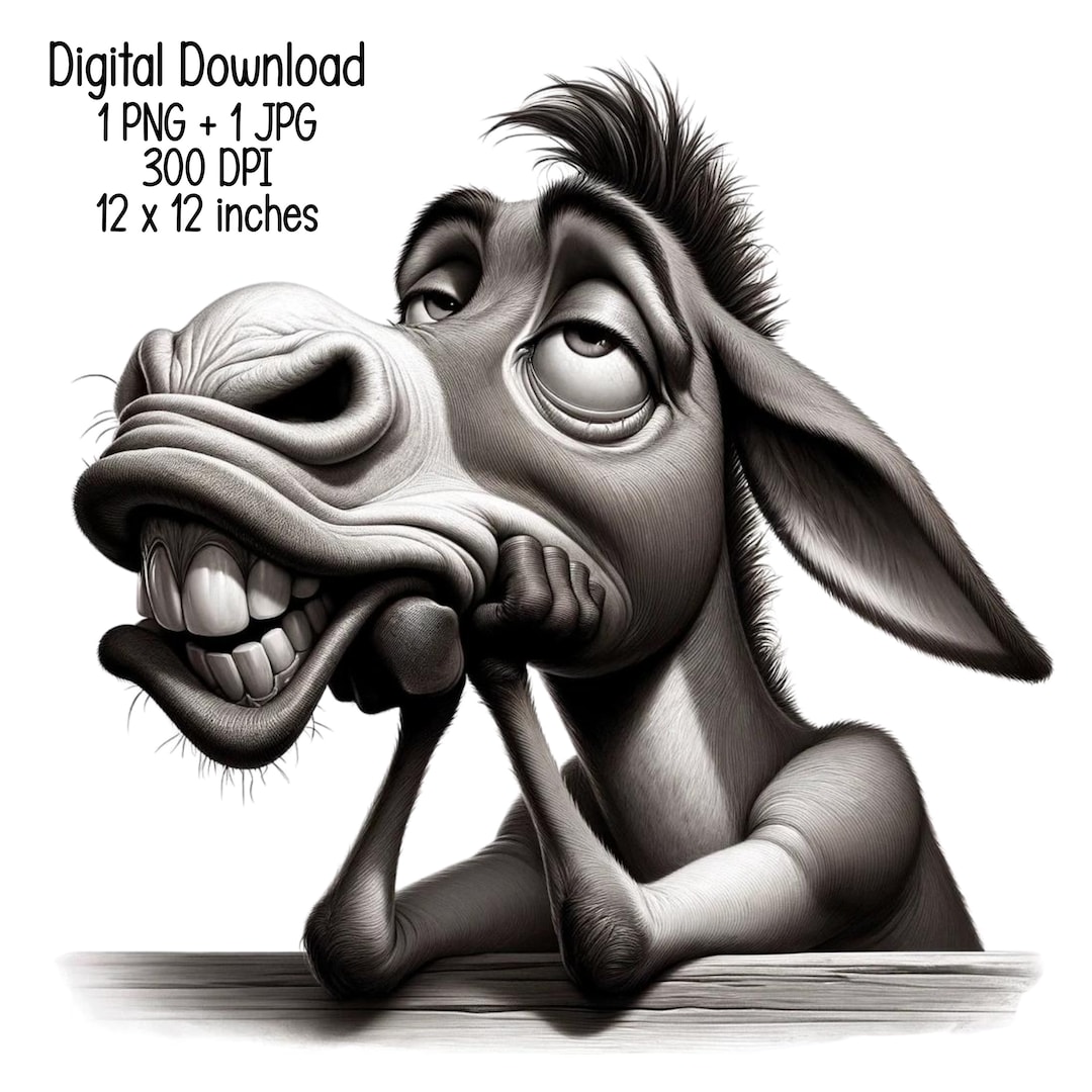 Bored Donkey Digital Download Humorous Donkey Illustration Clipart ...