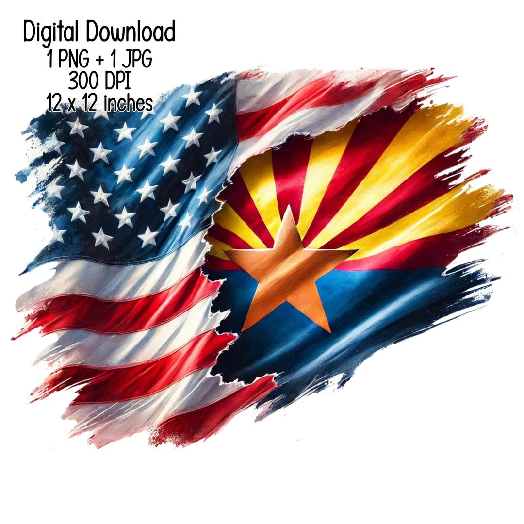USA and Arizona Flag - Digital Download, Illustration, Commercial Use ...