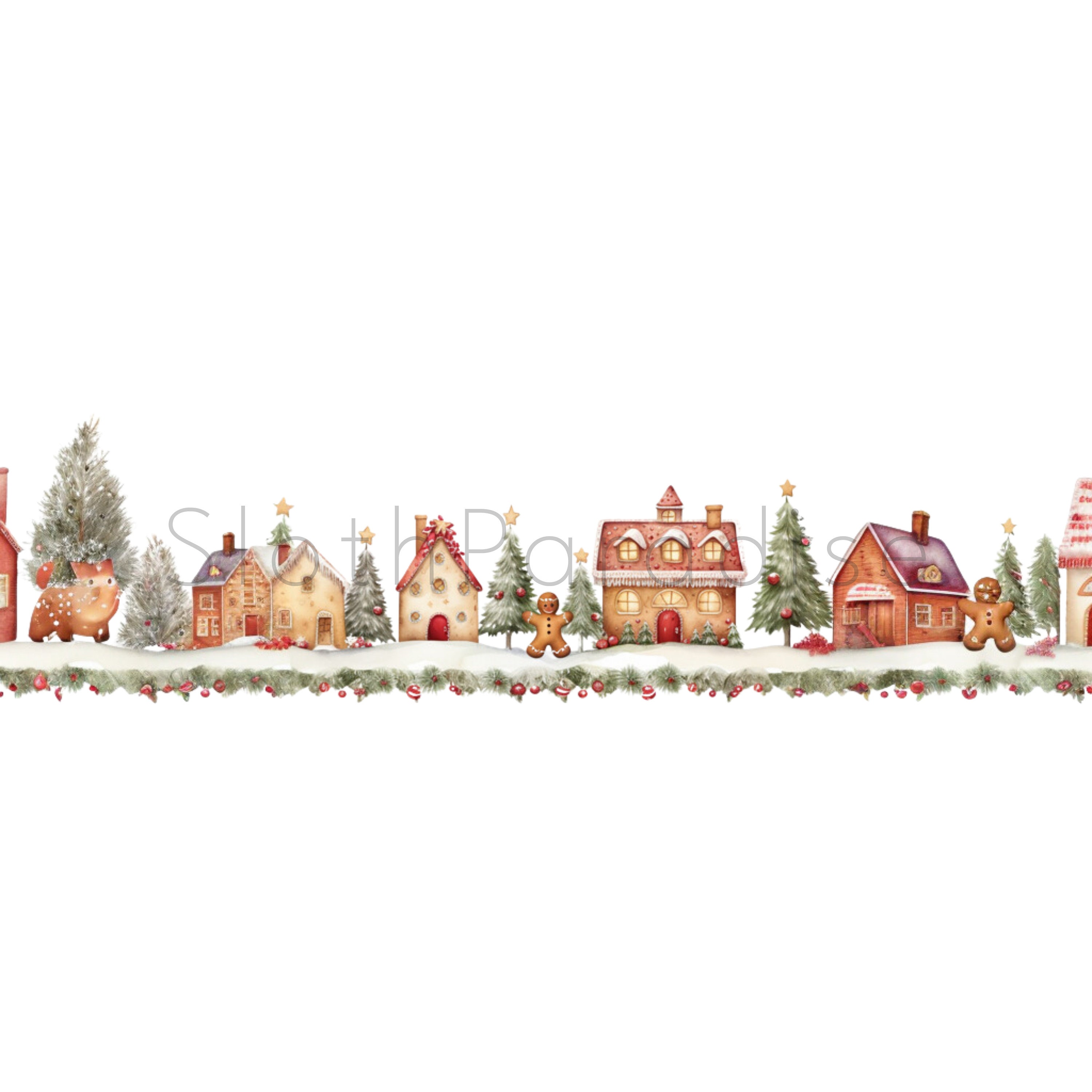 23 PNG Christmas Borders Watercolor Transparent Clipart Digital ...