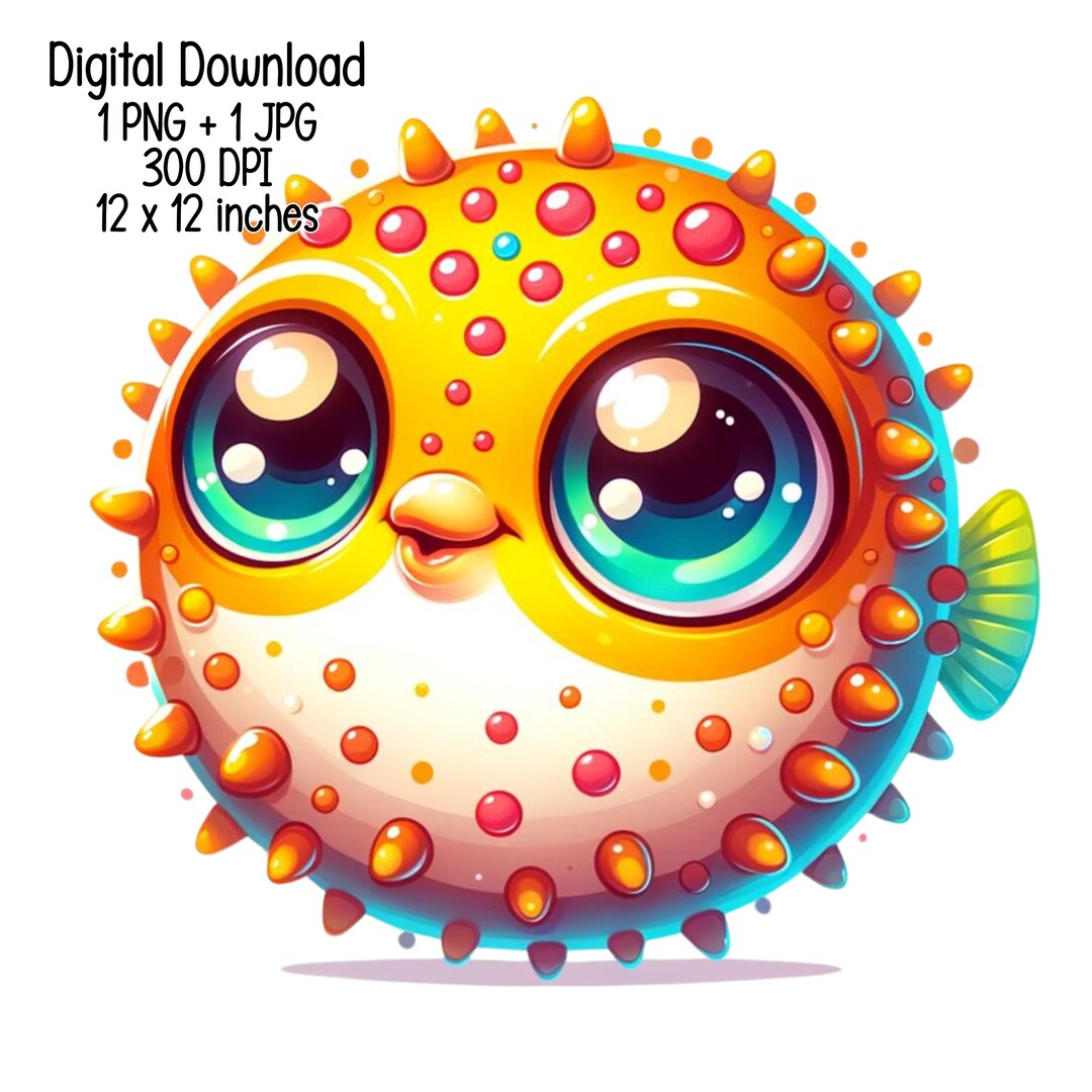 Cute Pufferfish Clipart Illustration for Children | Commercial Use ...