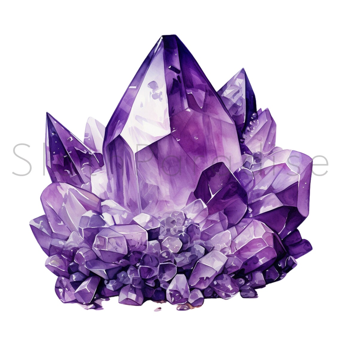 18 PNG Amethyst Crystal Transparent Watercolor Clipart Digital Download ...