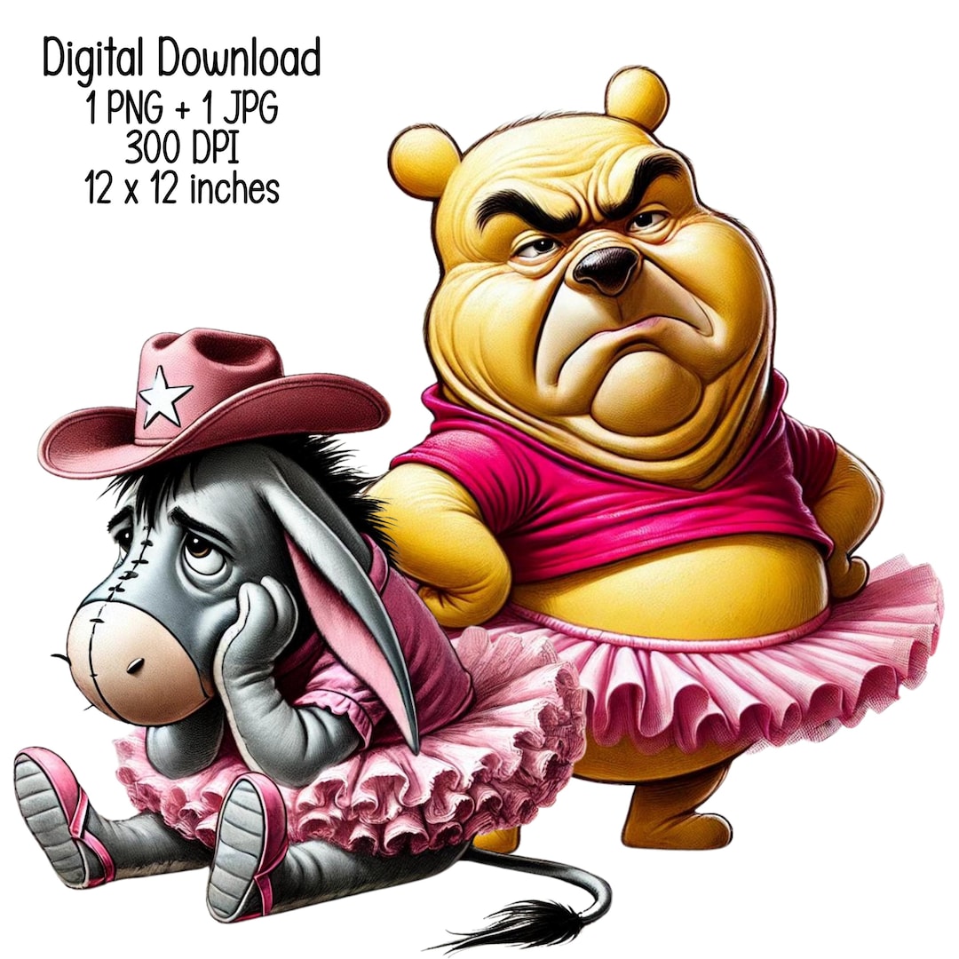 Grumpy Vinnie the Pooh and Depressed Eeyore Humorous Clipart ...