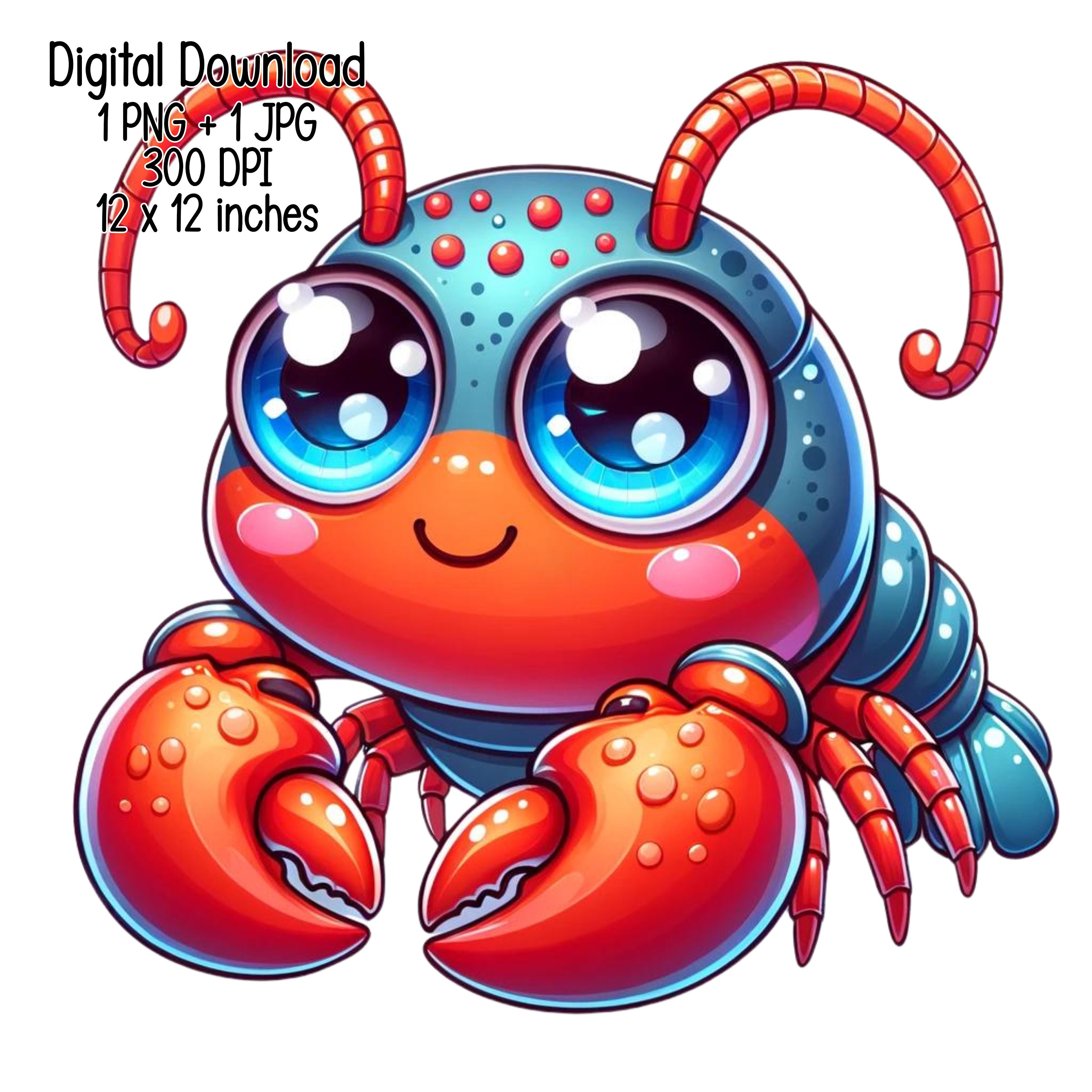 Lobster Cute Adorable Children Clipart Illustration Commercial Use ...