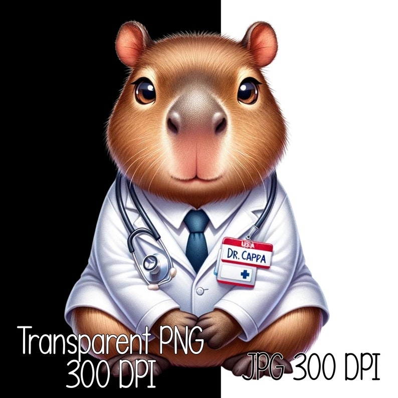 Capybara as Doctor CAPA Digital Download Illustration Medical Doctor ...