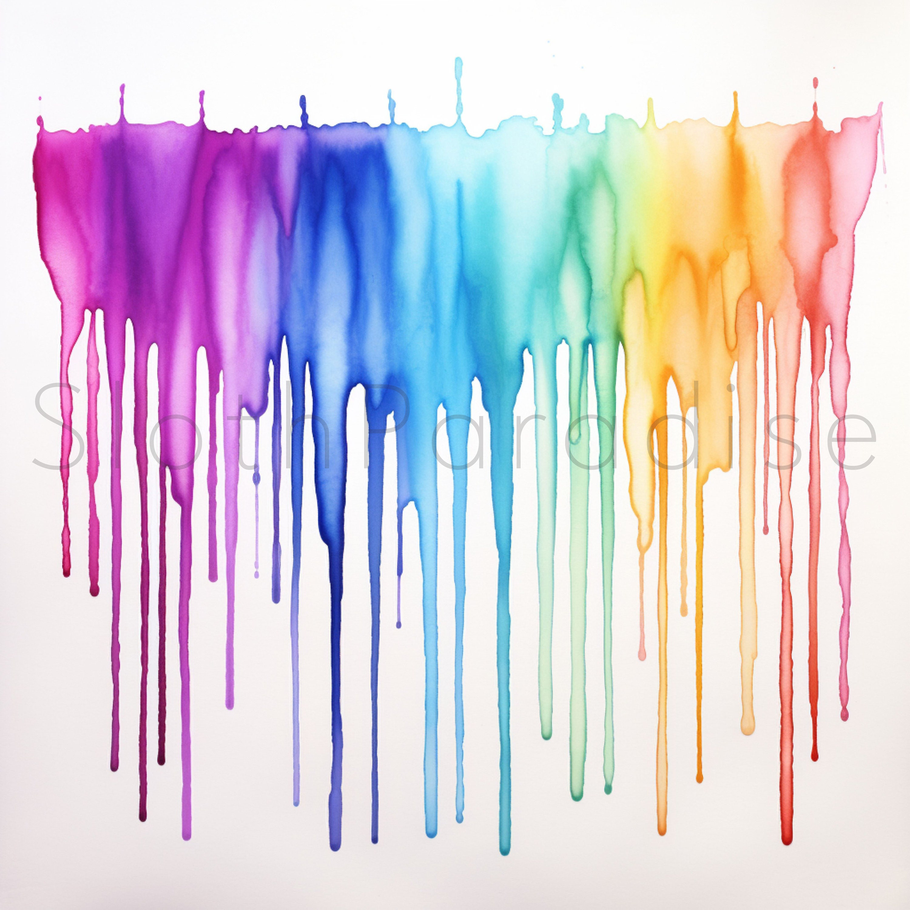 18 JPG Watercolor Rainbow Color Drips Digital Download Commercial Use ...