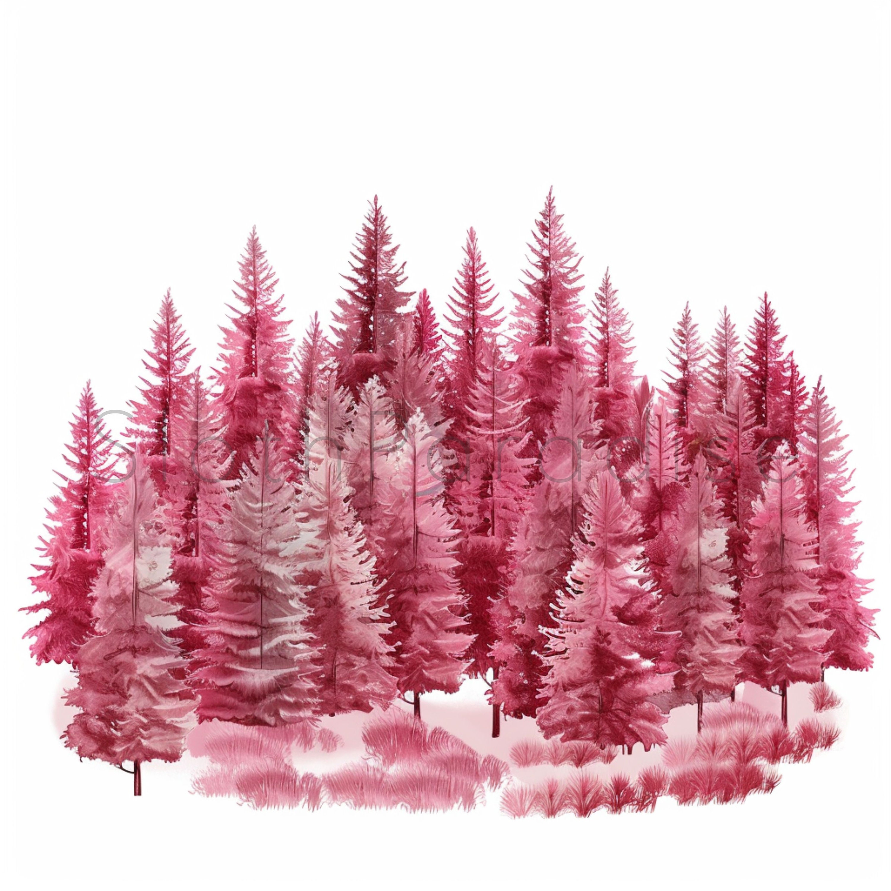 9 JPG Pink Pine Tree Forest Digital Download Monochrome Forest ...