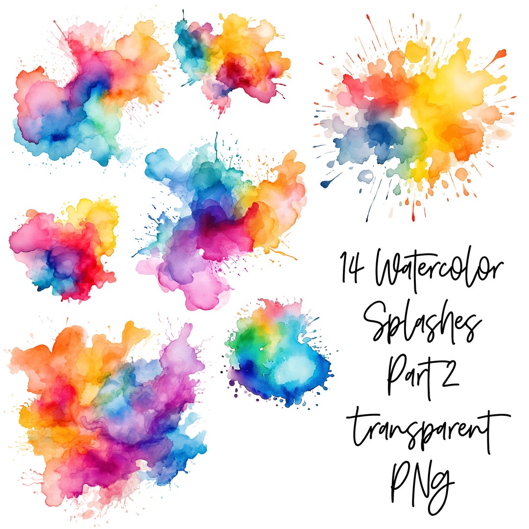 14 PNG Watercolor Color Splashes Part 2 Transparent Watercolor Clipart ...
