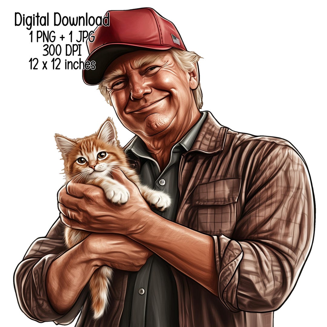 2 Trump With a Kitten - Donald Trump Holding a Cat T-shirt Design ...