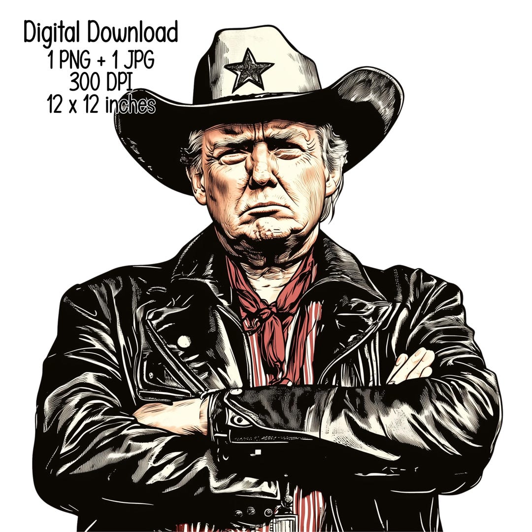 Donald Trump as a Cool Cowboy - Clipart Illustration, Digital Download ...