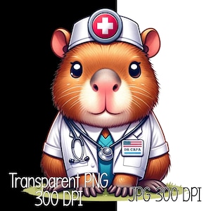 Capybara as Doctor CAPA Digital Download Illustration Medical Doctor ...