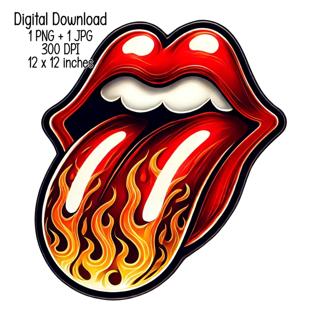 Flaming Lips PNG, Fire Tongue Sublimation Design, Rock and Roll Digital ...