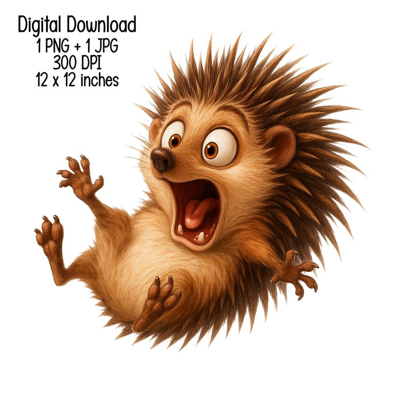 Funny Cartoon Hedgehog Clipart | Cute Hedgehog Illustration PNG JPG ...