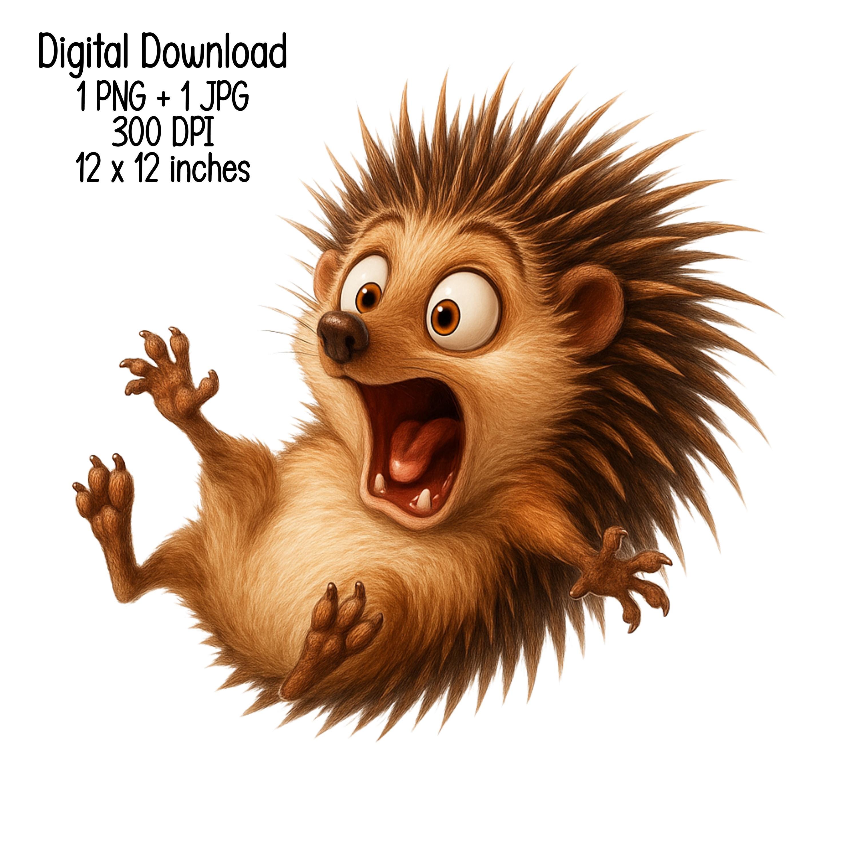 Funny Cartoon Hedgehog Clipart | Cute Hedgehog Illustration PNG JPG ...