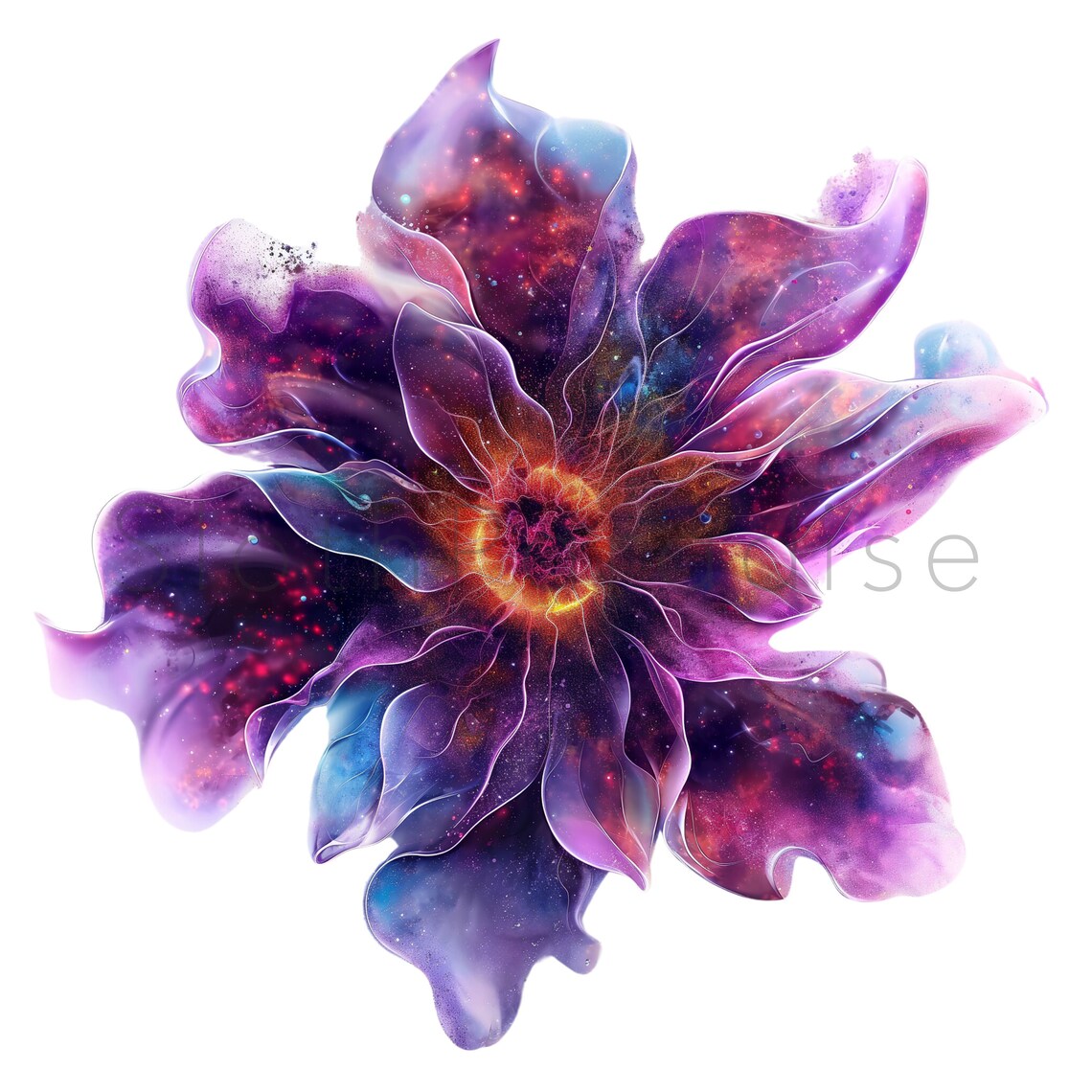 10 Abstract Galaxy Flower Clipart Cosmos Blue Floral Print Printable ...