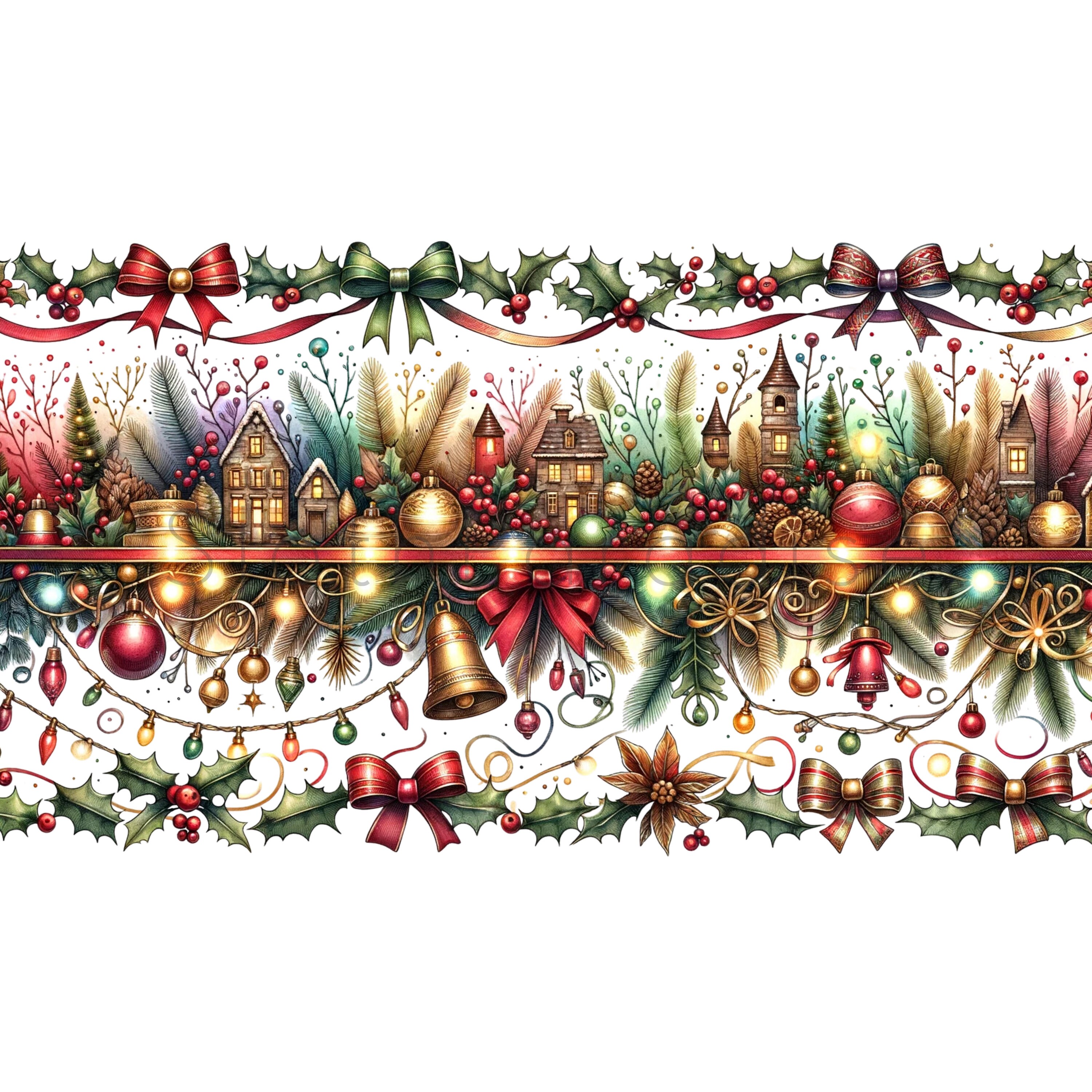 23 PNG Christmas Borders Watercolor Transparent Clipart Digital ...