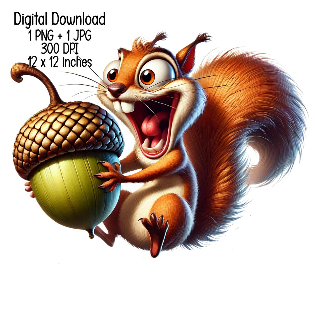 Happy Excited Squirrel Digital Download Humorous Funny Squirrel With ...