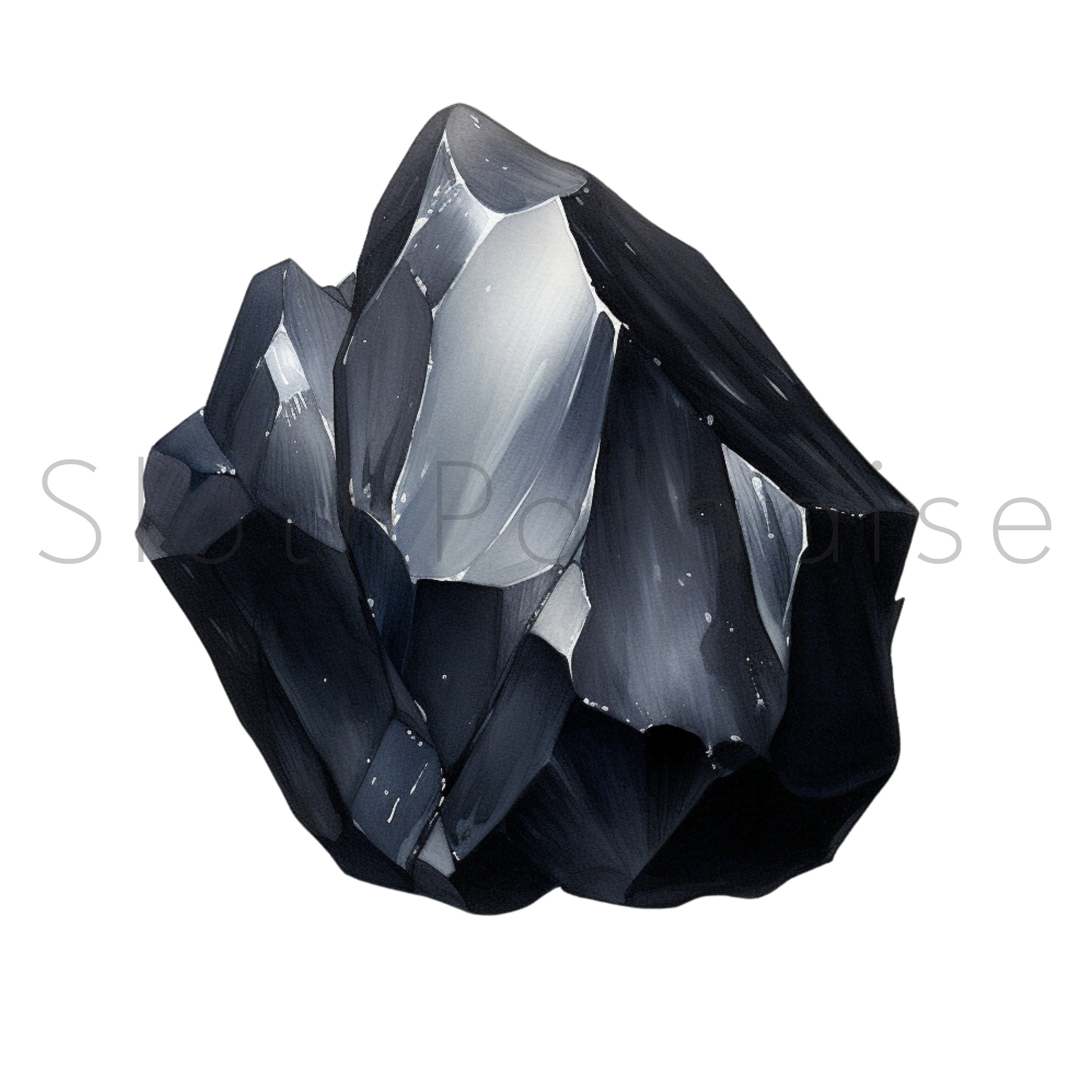 10 PNG Obsidians Crystal Transparent Watercolor Clipart Digital ...
