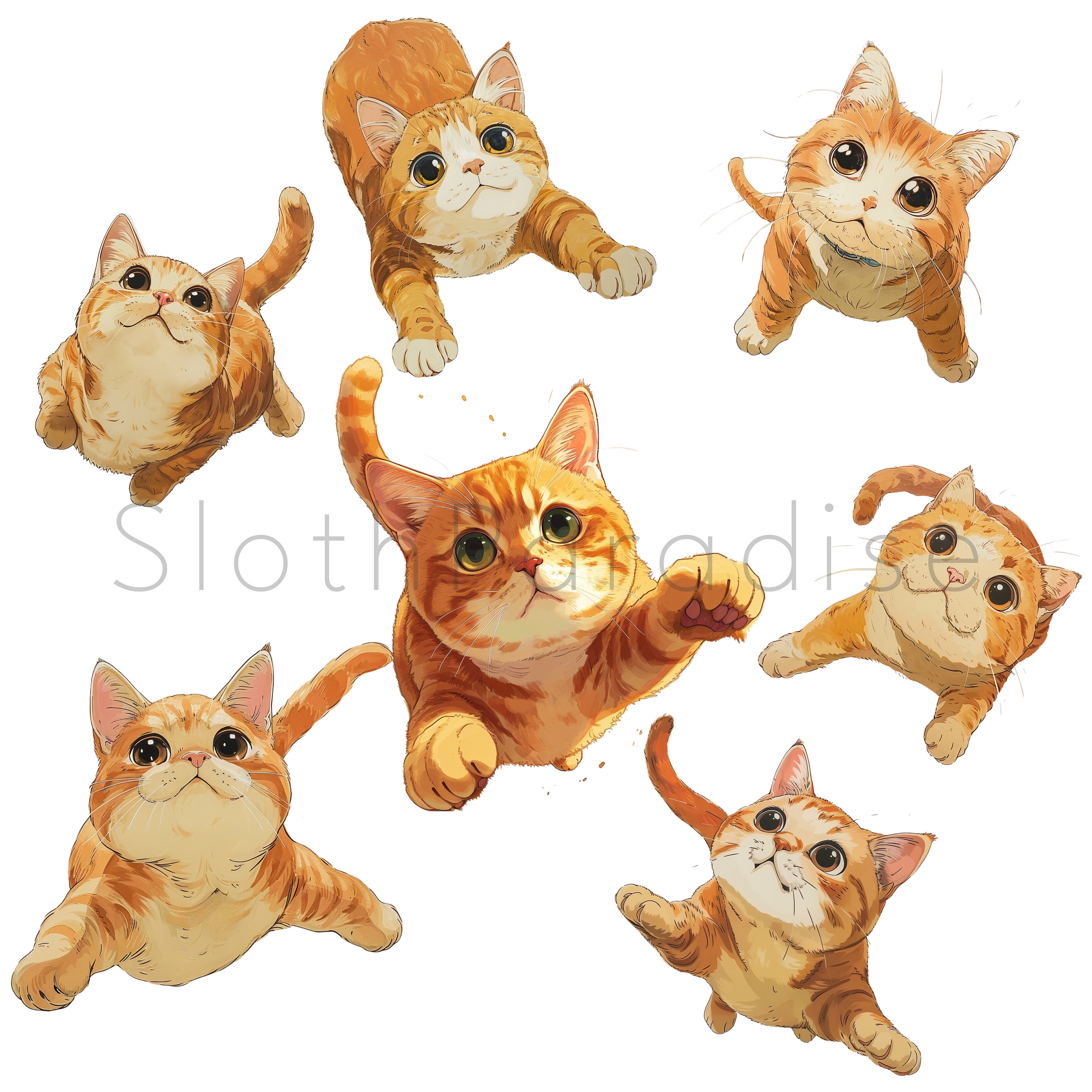 7 PNG Cute Ginger Cat Digital Download Transparent Adorable Humorous ...