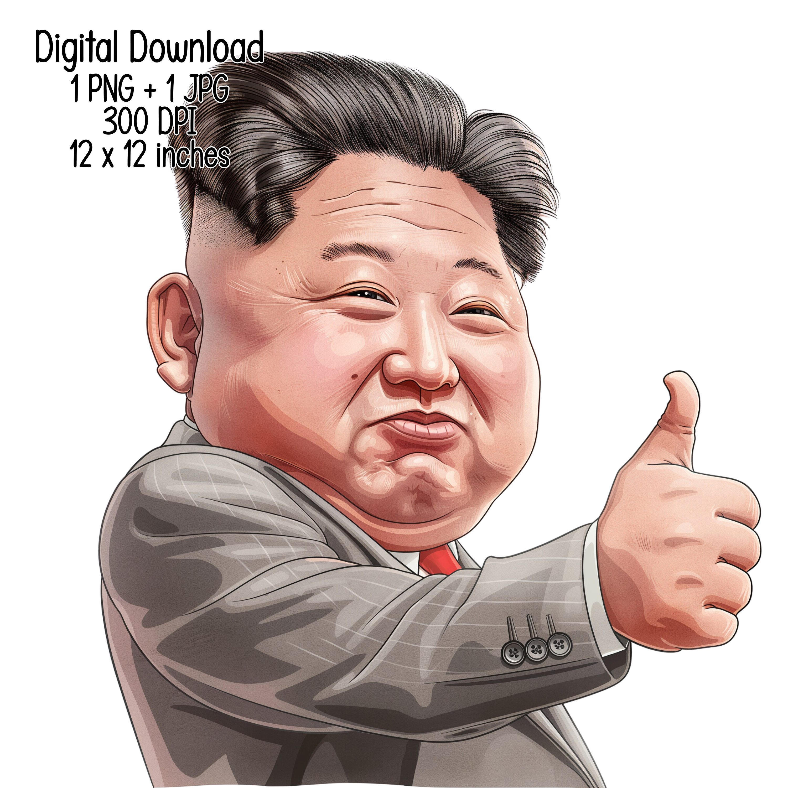 Comical Kim Jong Un Funny Thumbs up Transparent Digital Download ...