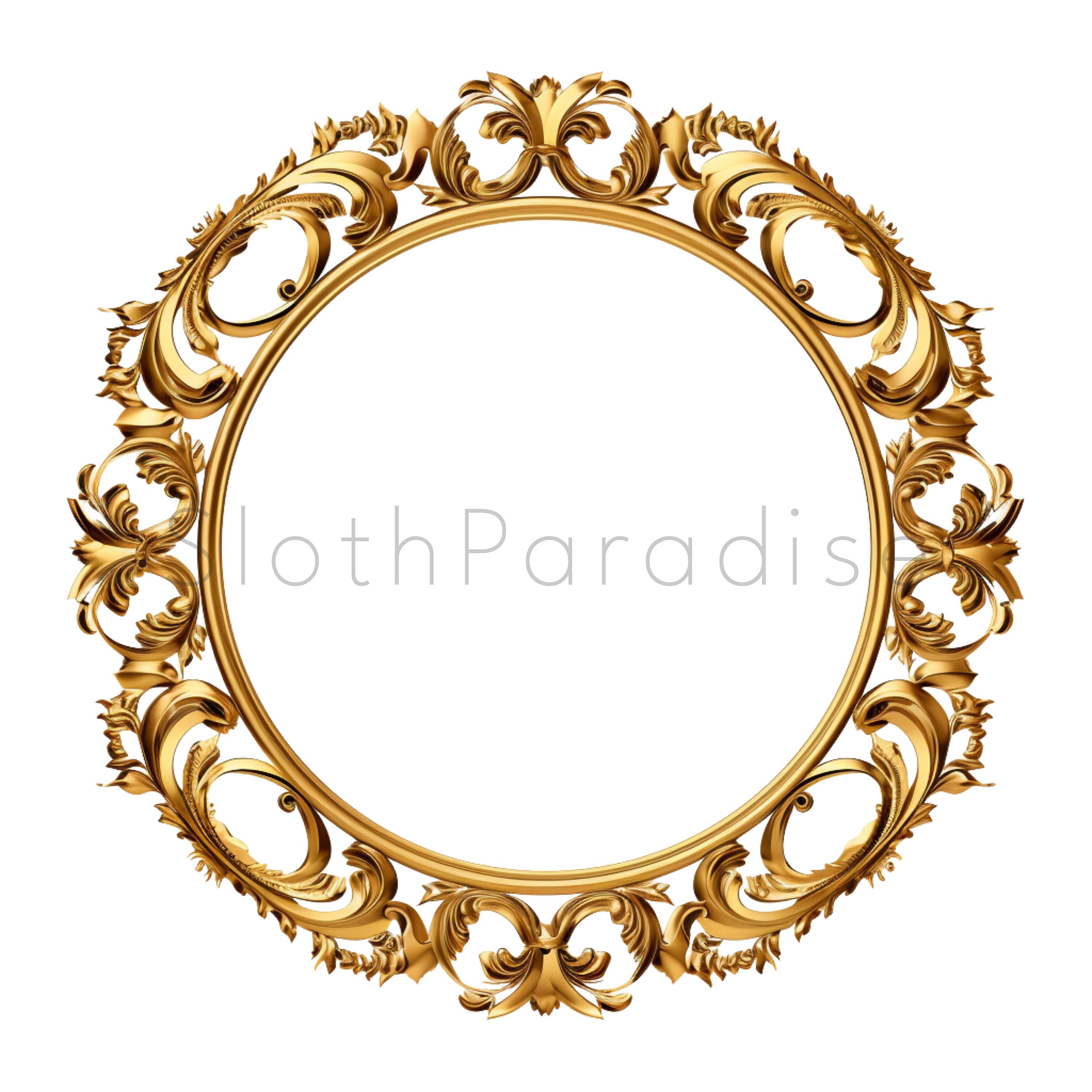 19 PNG Golden Round Frames Transparent Clipart Digital Download ...
