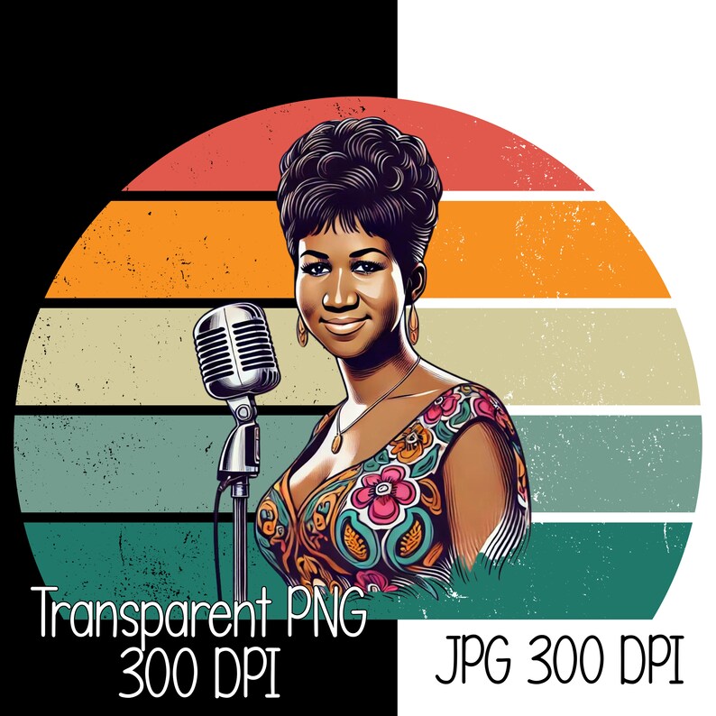 Retro Aretha Franklin Music Legend T-shirt Design Digital Download ...