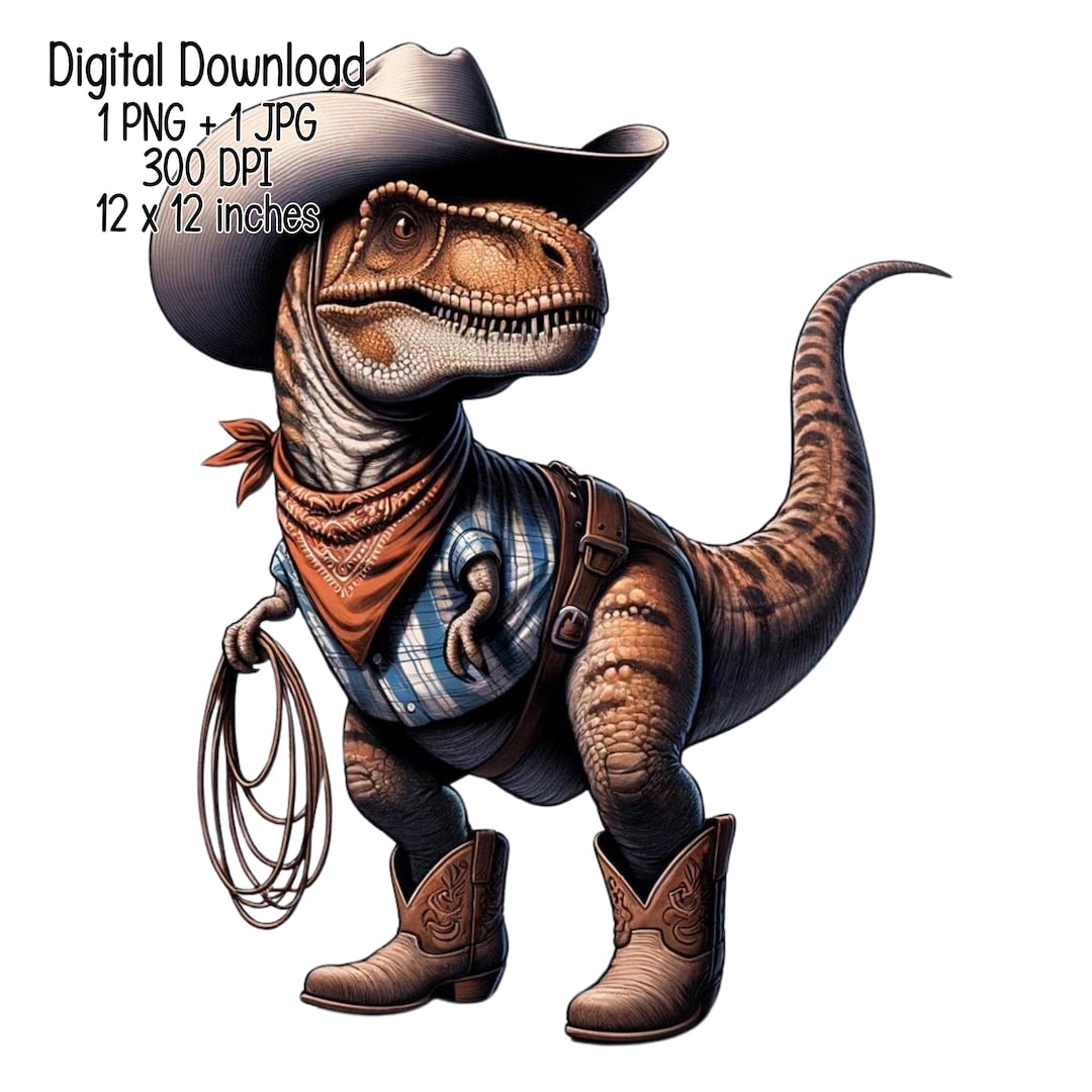 T-rex as Texan Clipart Illustration Dinosaur Cowboy Commercial Use ...