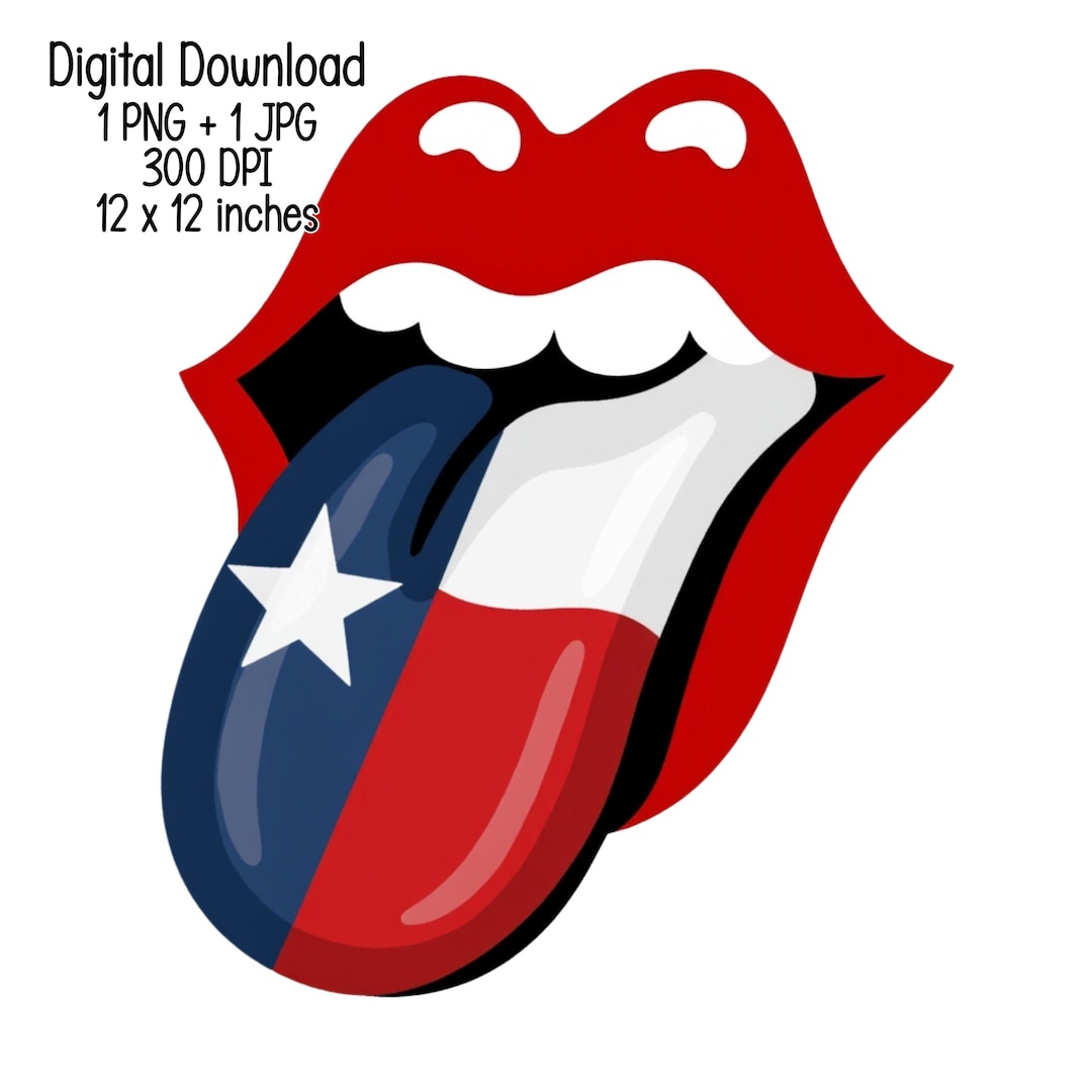 Texas Flag Lips PNG, Western Sublimation Tongue Graphic, Patriotic ...