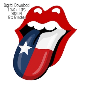 Texas Flag Lips PNG, Western Sublimation Tongue Graphic, Patriotic ...