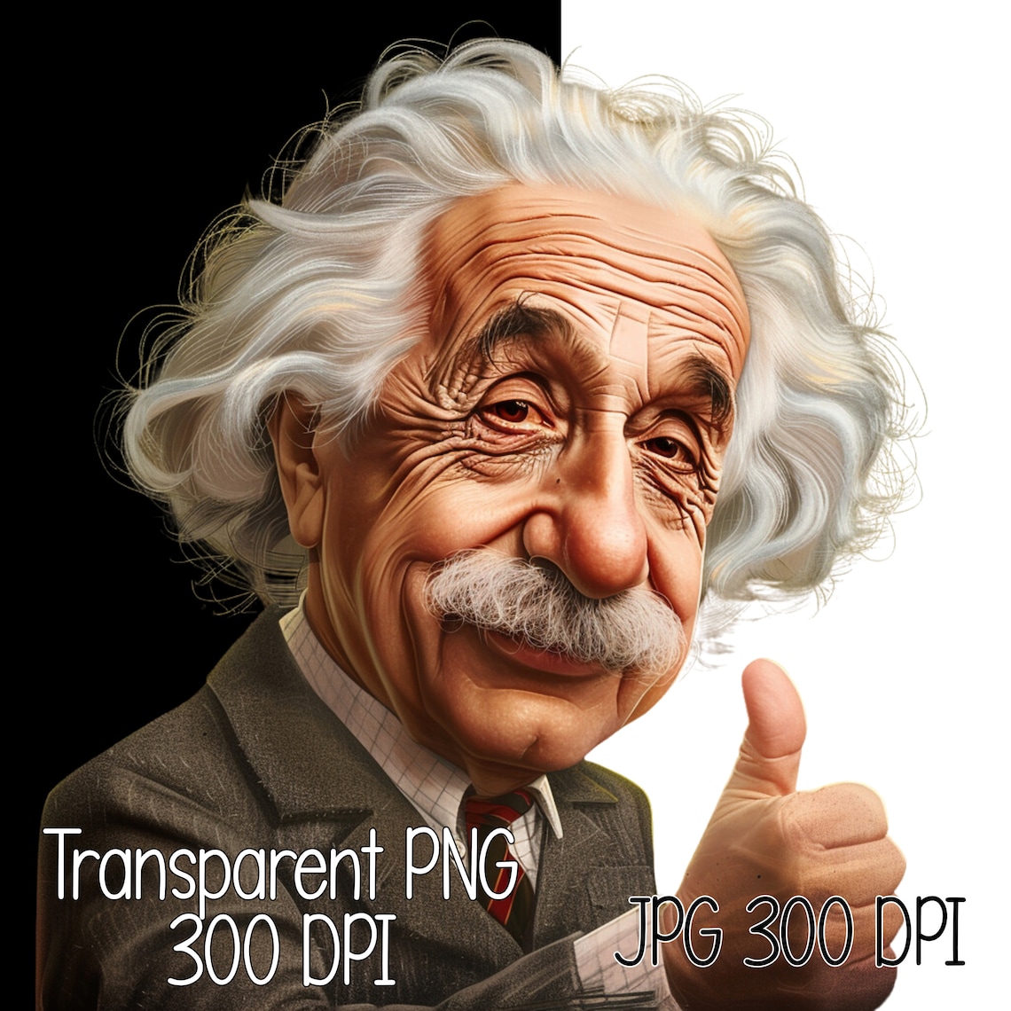 Humorous Einstein Funny Thumbs up Transparent Digital Download Science ...