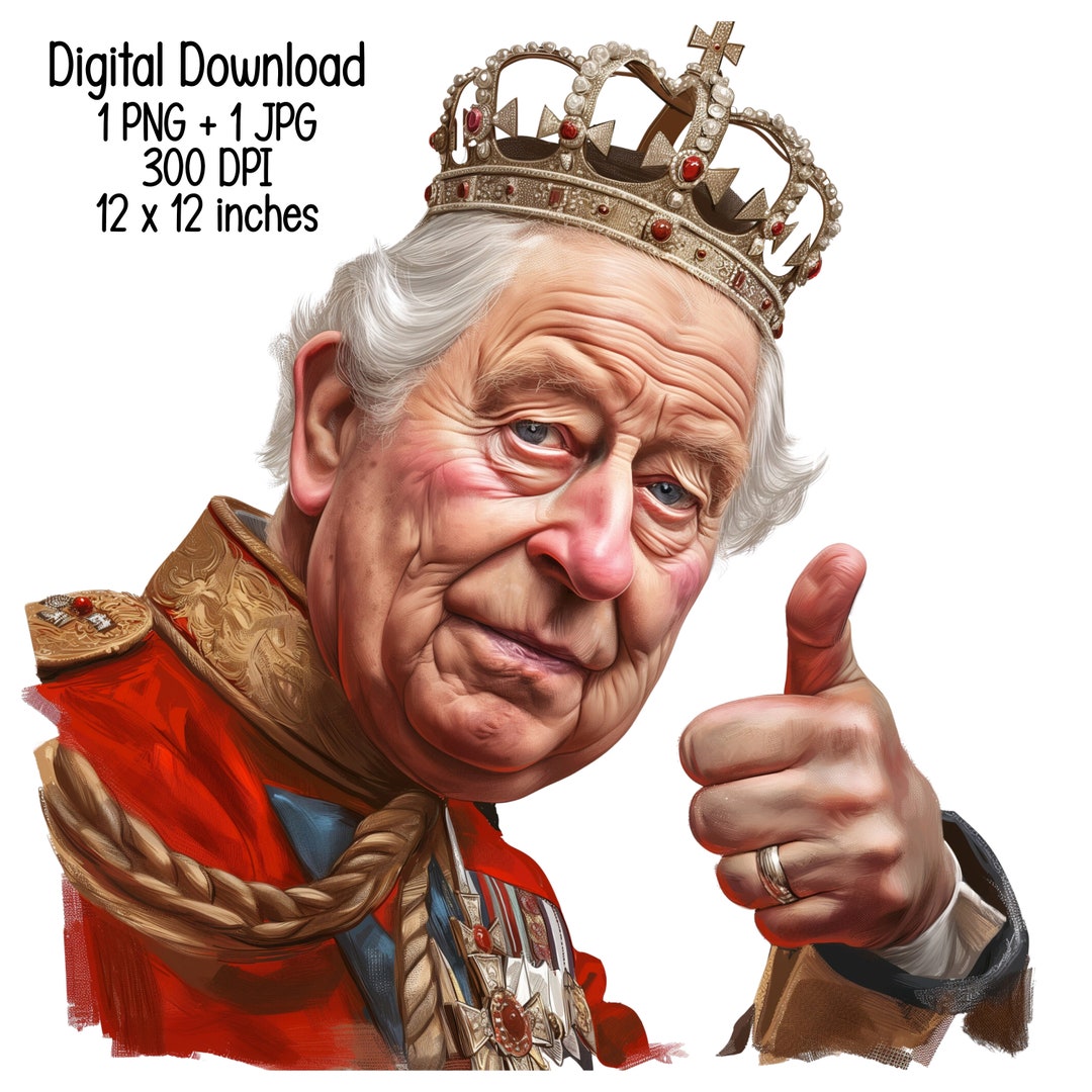 Comical King of England Funny Thumb up Transparent Digital Download ...