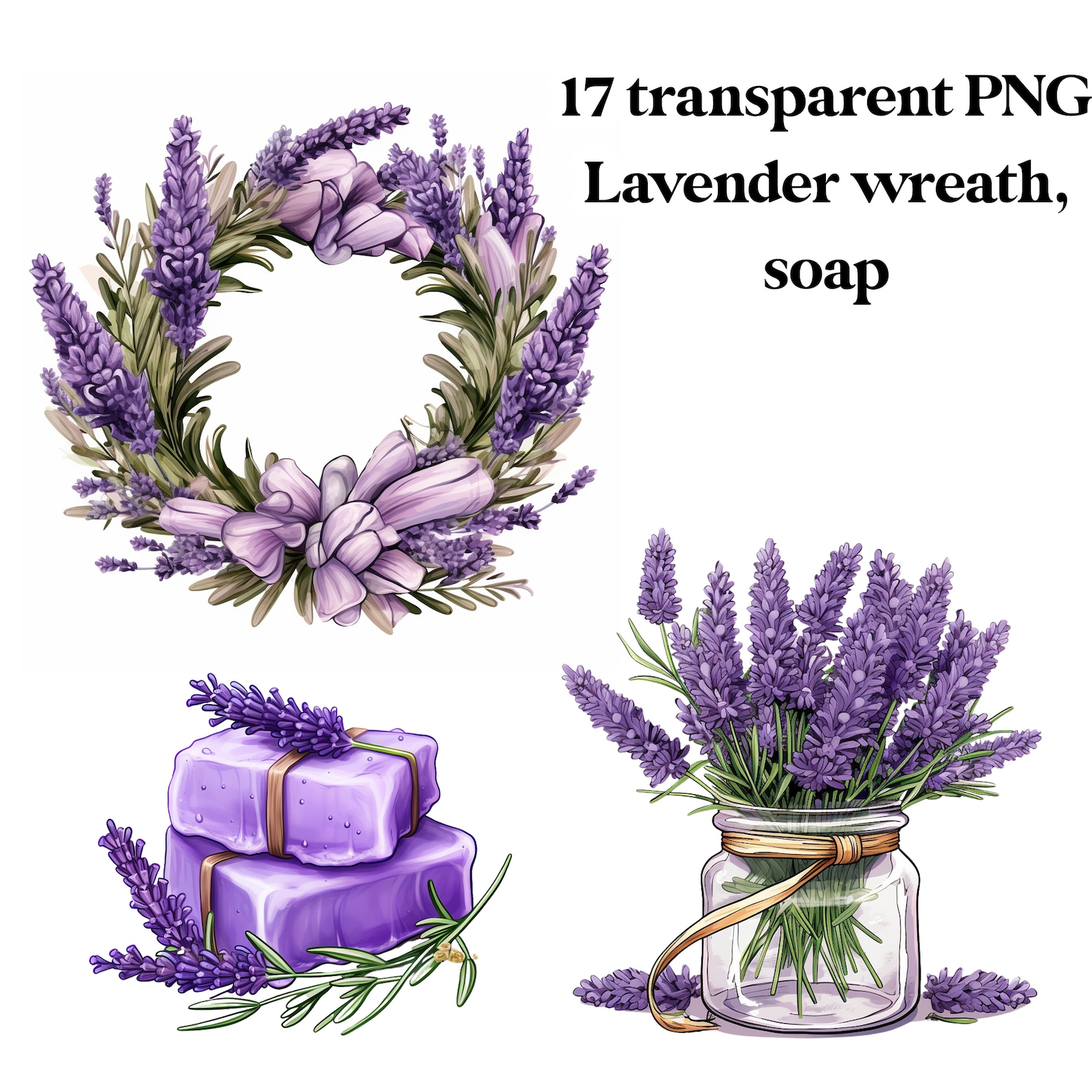 17 PNG Lavender Wreath Soap Box Bouquet Transparent Clipart Digital ...