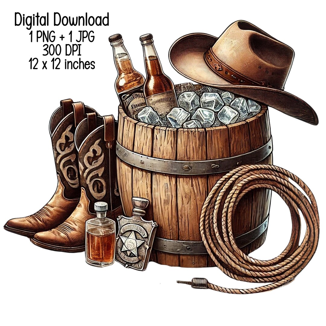 Western Cowboy PNG | Rustic Barrel Beer Digital Download | Country ...