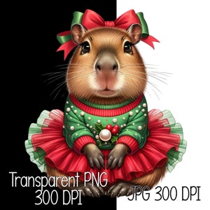 Christmas Capybara Digital Download Illustration Capa in Holiday Spirit ...