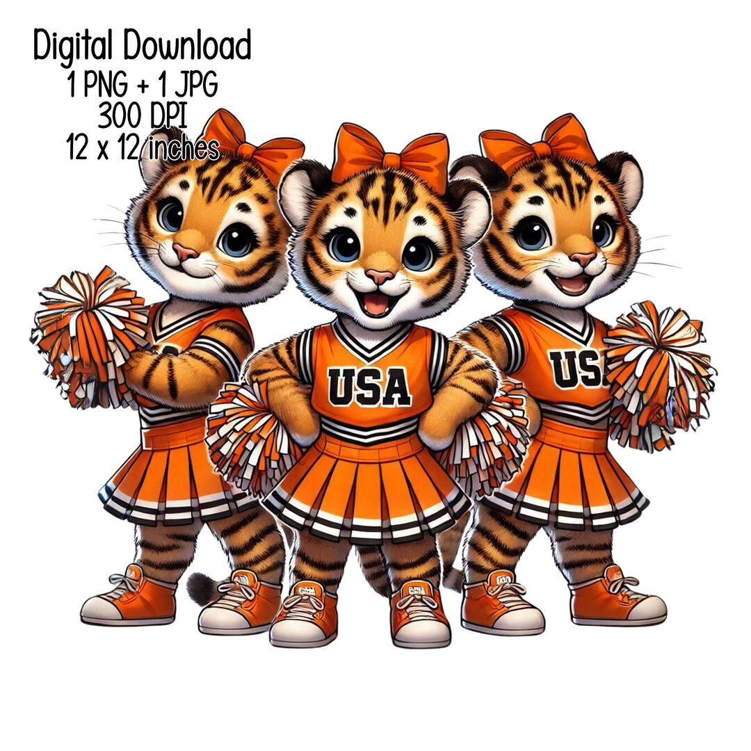 Cute Tiger Cheerleaders in Orange and White Stripes Uniform With Orange ...