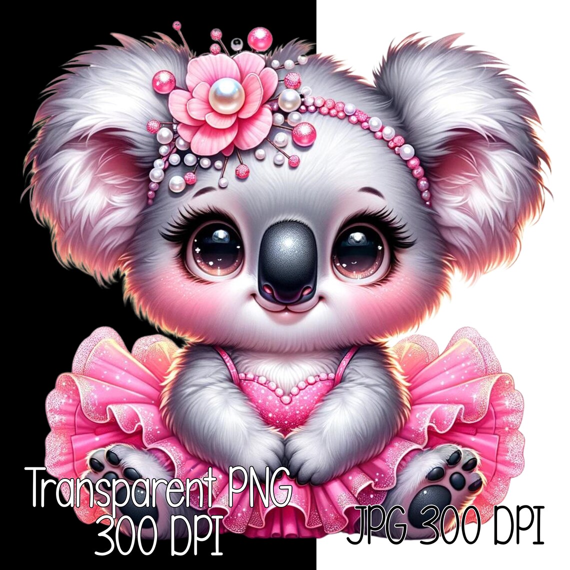 Cute Adorable Baby Koala in Pink Tutu With a Headband Clipart ...
