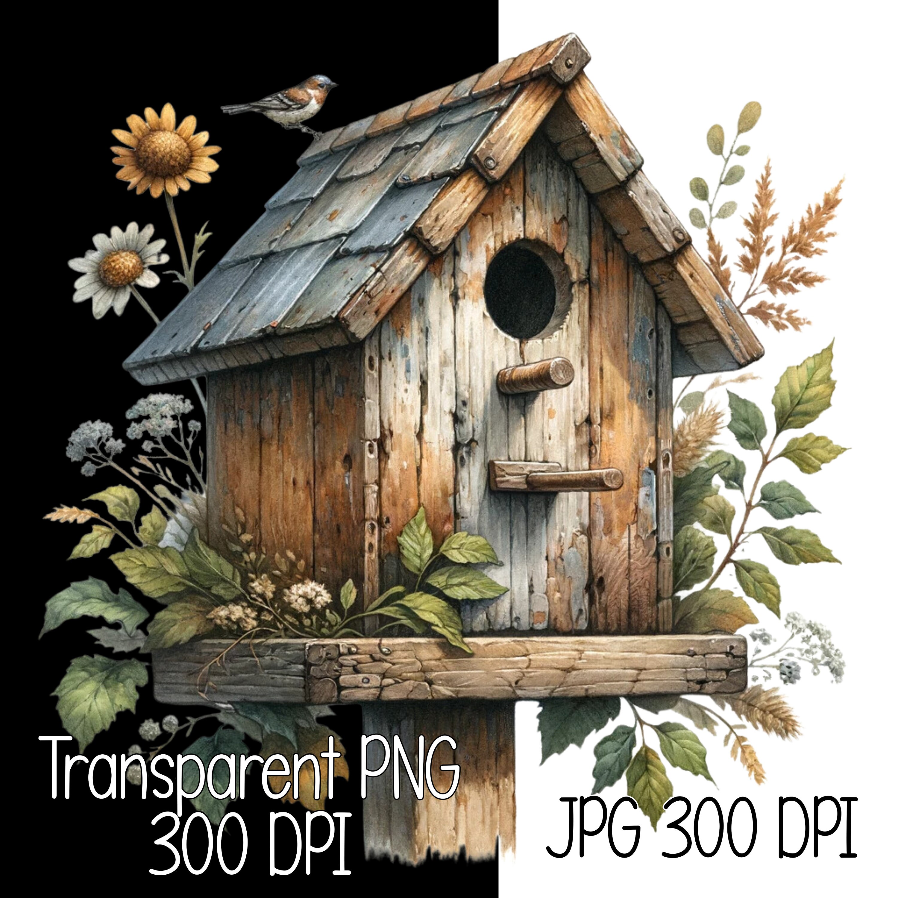 Birdhouse Whimsical Rural Watercolor Clipart Commercial Use Sublimation ...