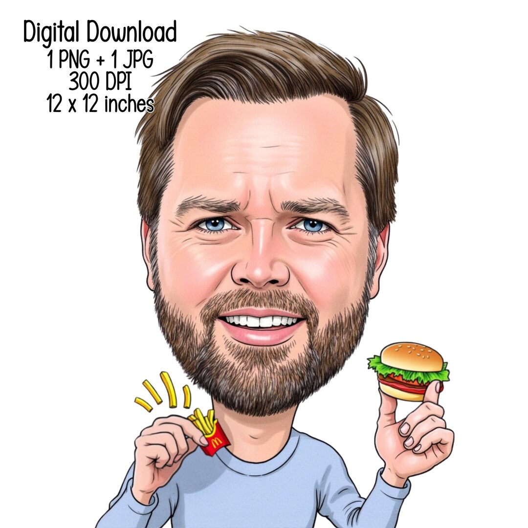 JD Vance Eating Mcdonalds Digital Download Clipart Illustration ...