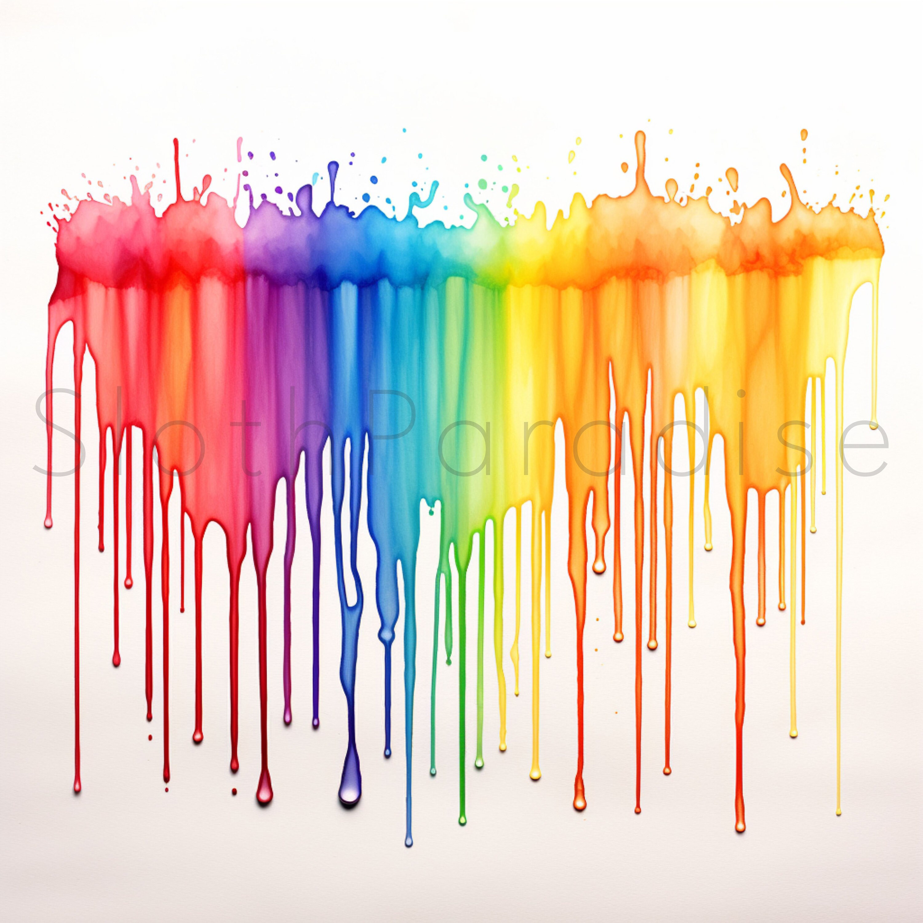 18 JPG Watercolor Rainbow Color Drips Digital Download Commercial Use ...