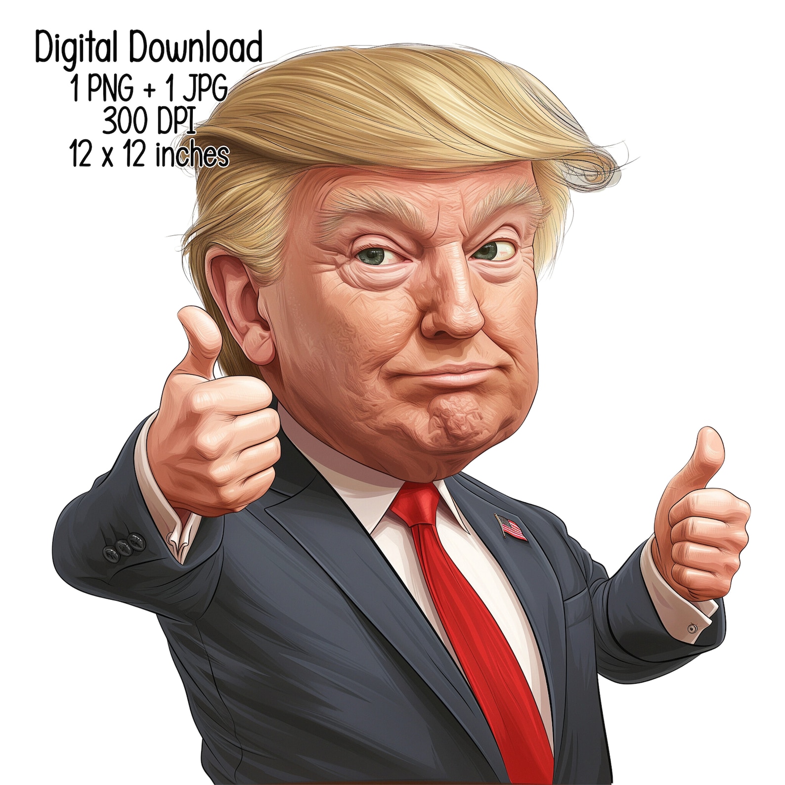 Comical Trump Funny Thumbs up Transparent Digital Download Humorous ...