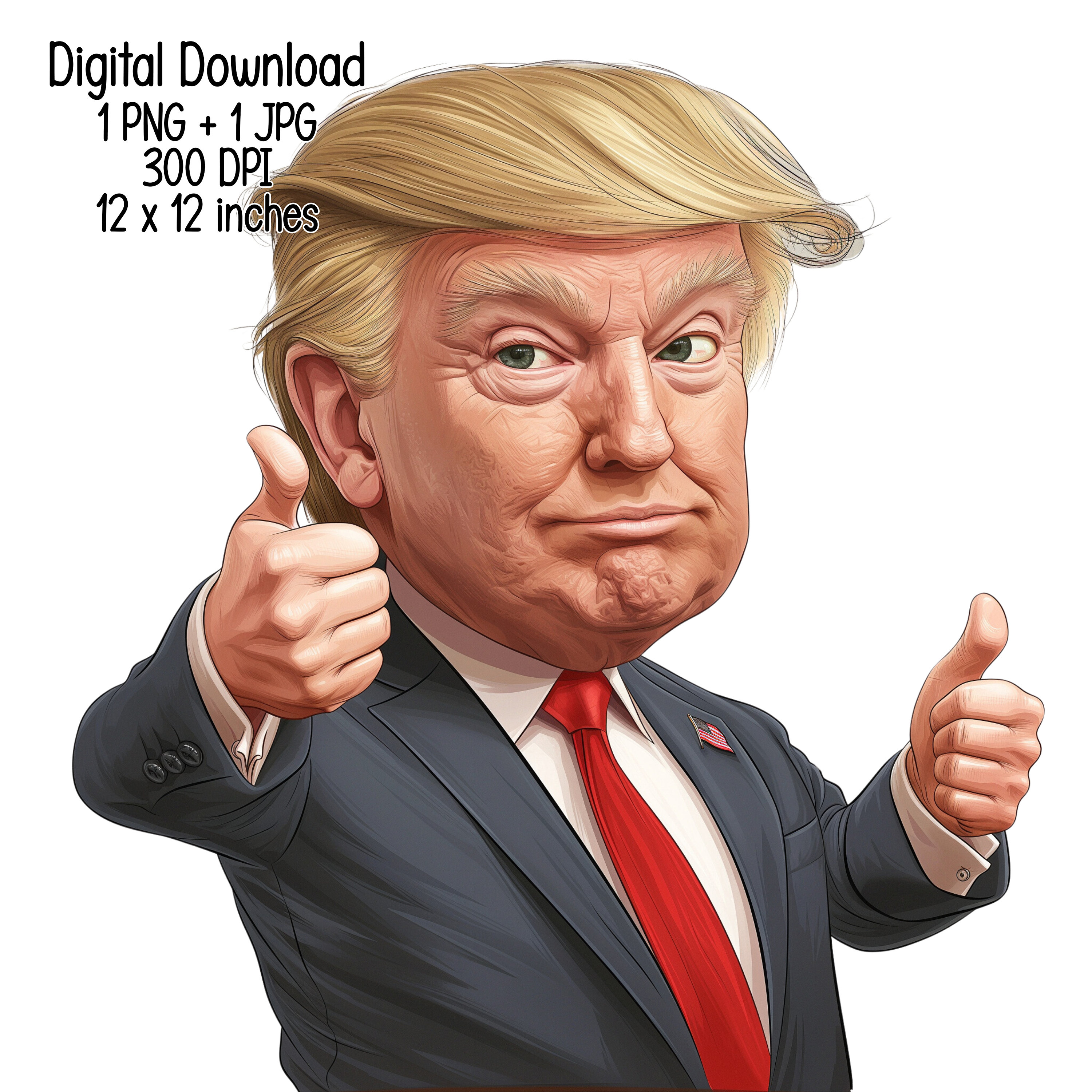 Comical Trump Funny Thumbs up Transparent Digital Download Humorous ...